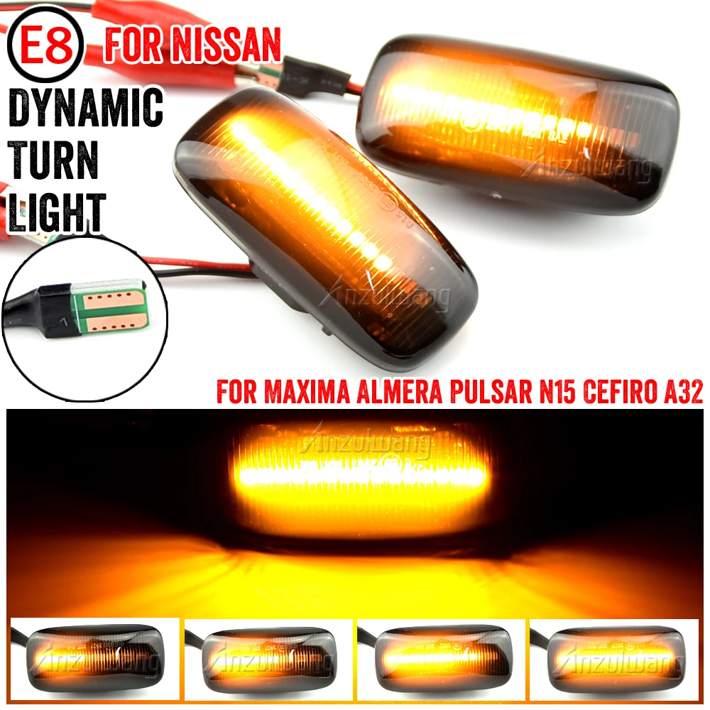 2Pcs For Nissan Almera N15 LED Dynamic Turn Signal Lights Side Marker ...