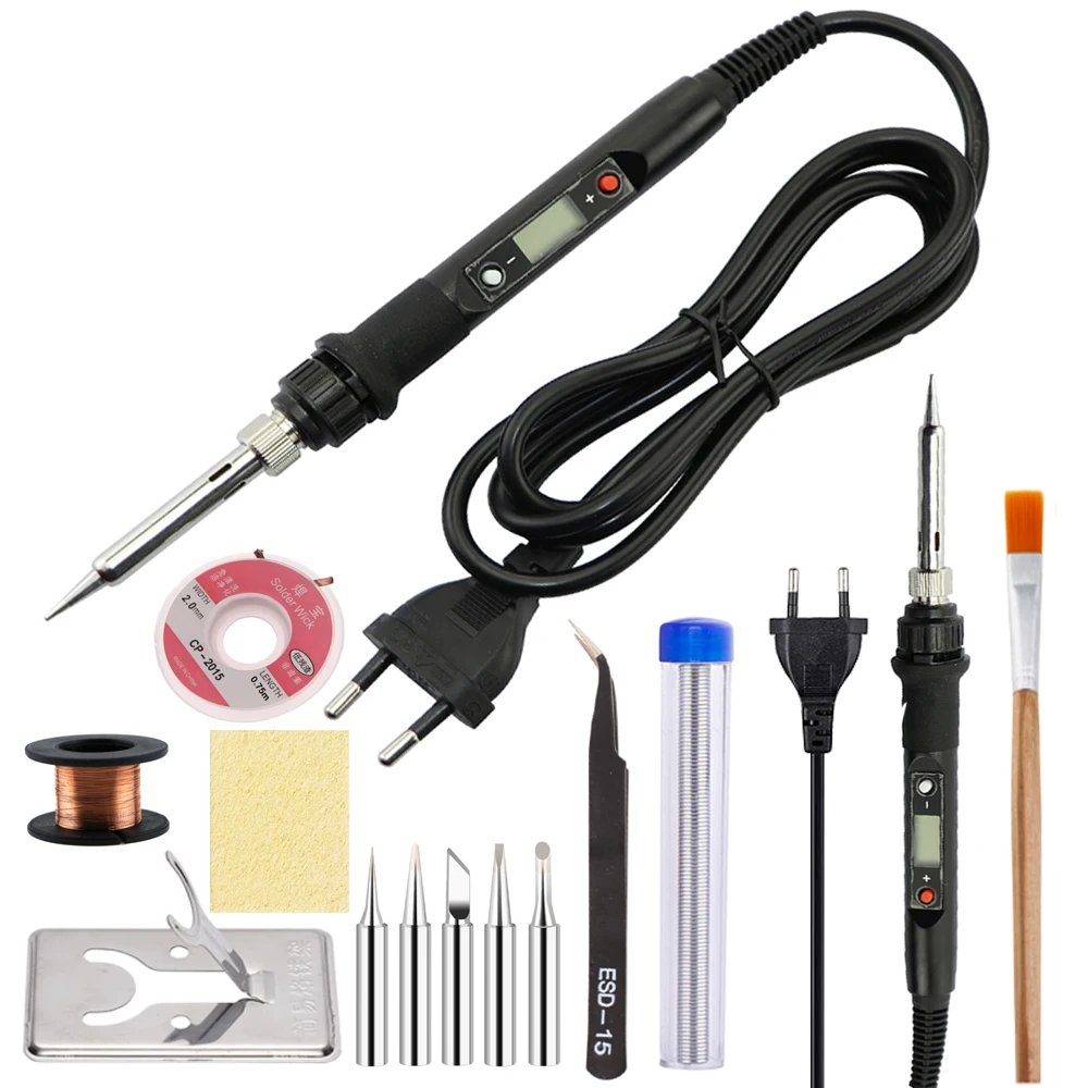 80W Electric Soldering Iron Kit Set Digital Temperature Adjustable ...