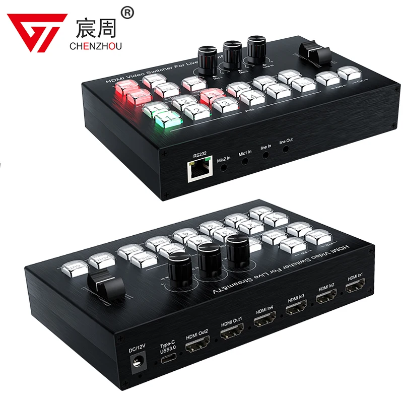 4K-Video-Switcher-4-Channel-HDMI-Multi-Camera-Streaming-Live-Production-Video-Mixer-Switcher ...