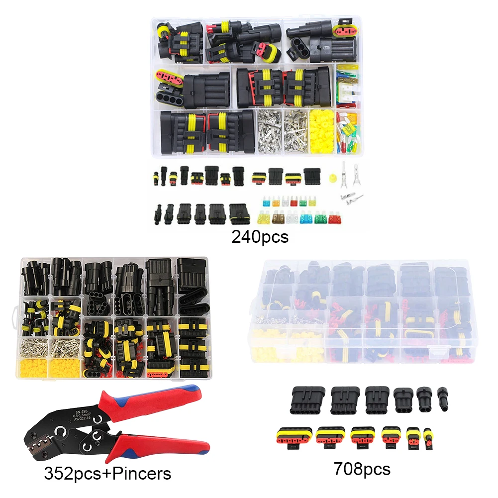 708/352/240pcs 1/2/3/4/5/6 Pin Plug Car Waterproof Connectors Kit ...