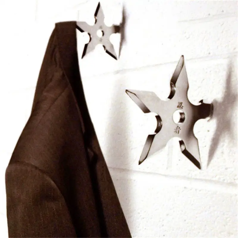 Star-Shape-Coat-Hooks-Ninja-Throwing-Holder-Bedroom-Wall-Stainless ...