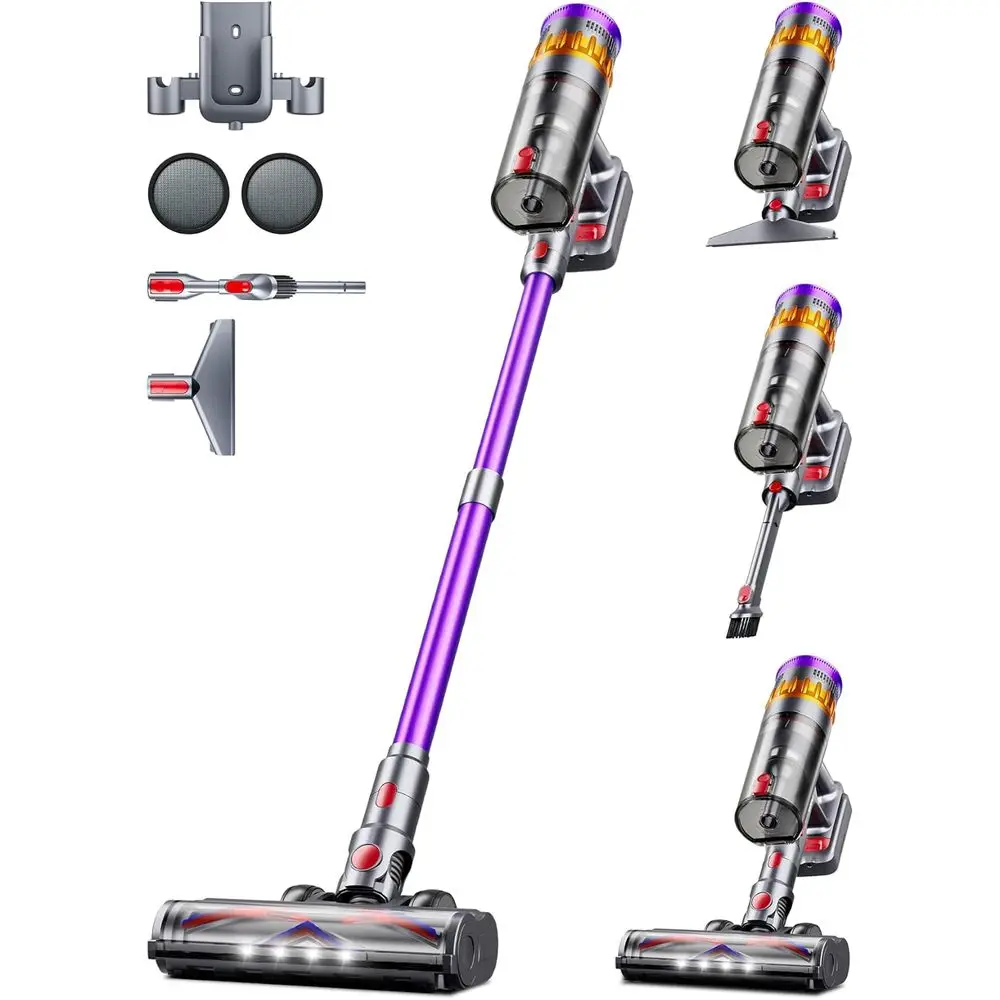 600W 50Kpa 70 Mins Vacuum Cleaners, Self-Standing Stick Vacuum with ...