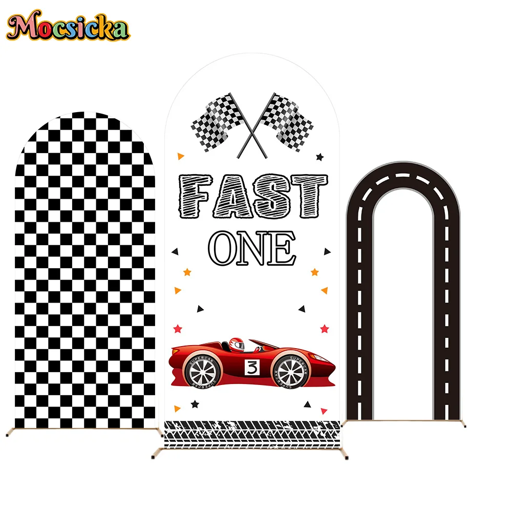 Racer-Boy-Birthday-Party-Backdrop-Black-White-Runway-Red-Racing-Panel ...