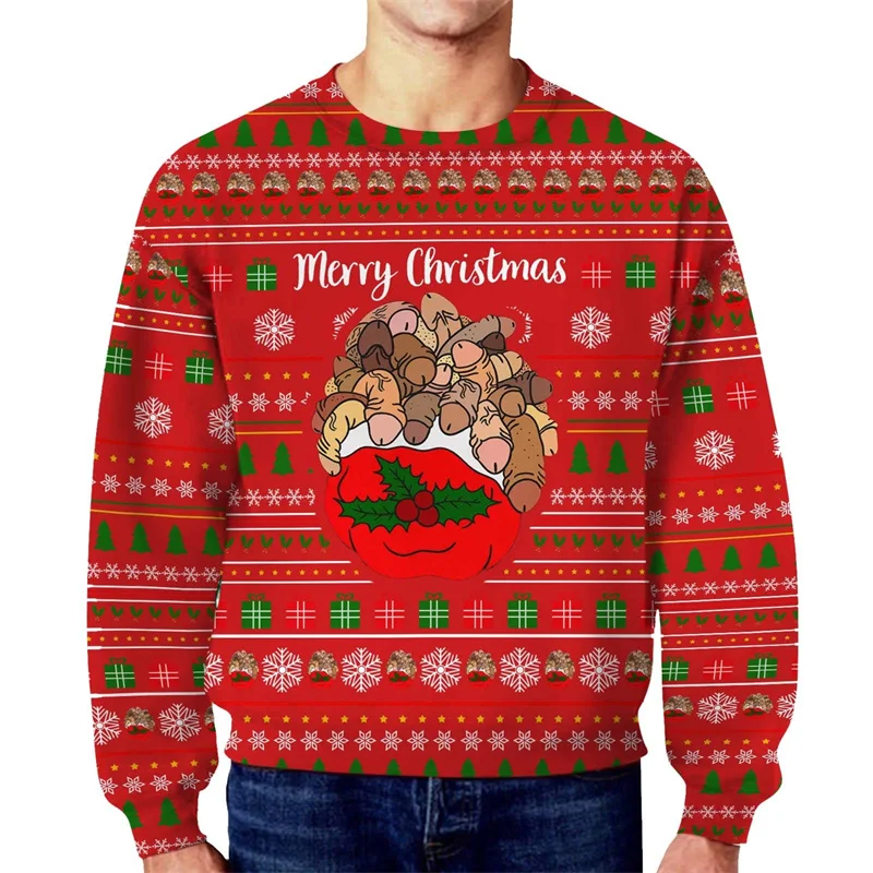 Creative Christmas Gift Sweater For Men Funny 3D Cock Boob Print ...