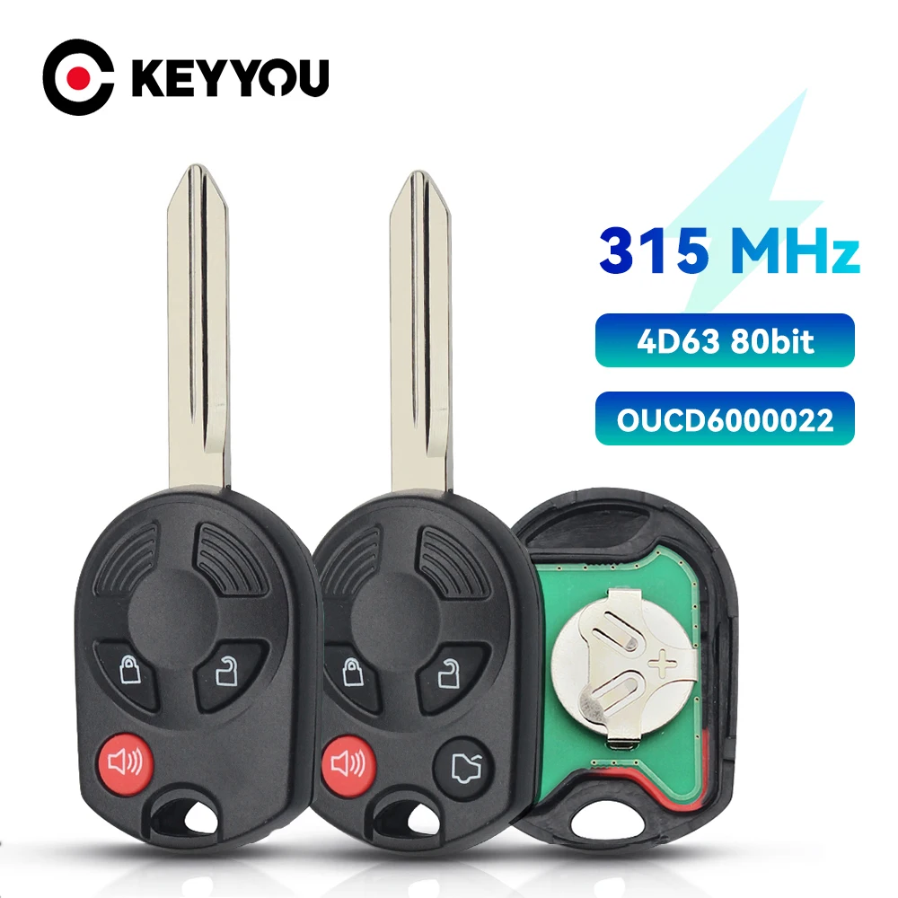 KEYYOU OUCD6000022 Remote Car Key 4 Buttons For Ford C Max Escape Focus ...