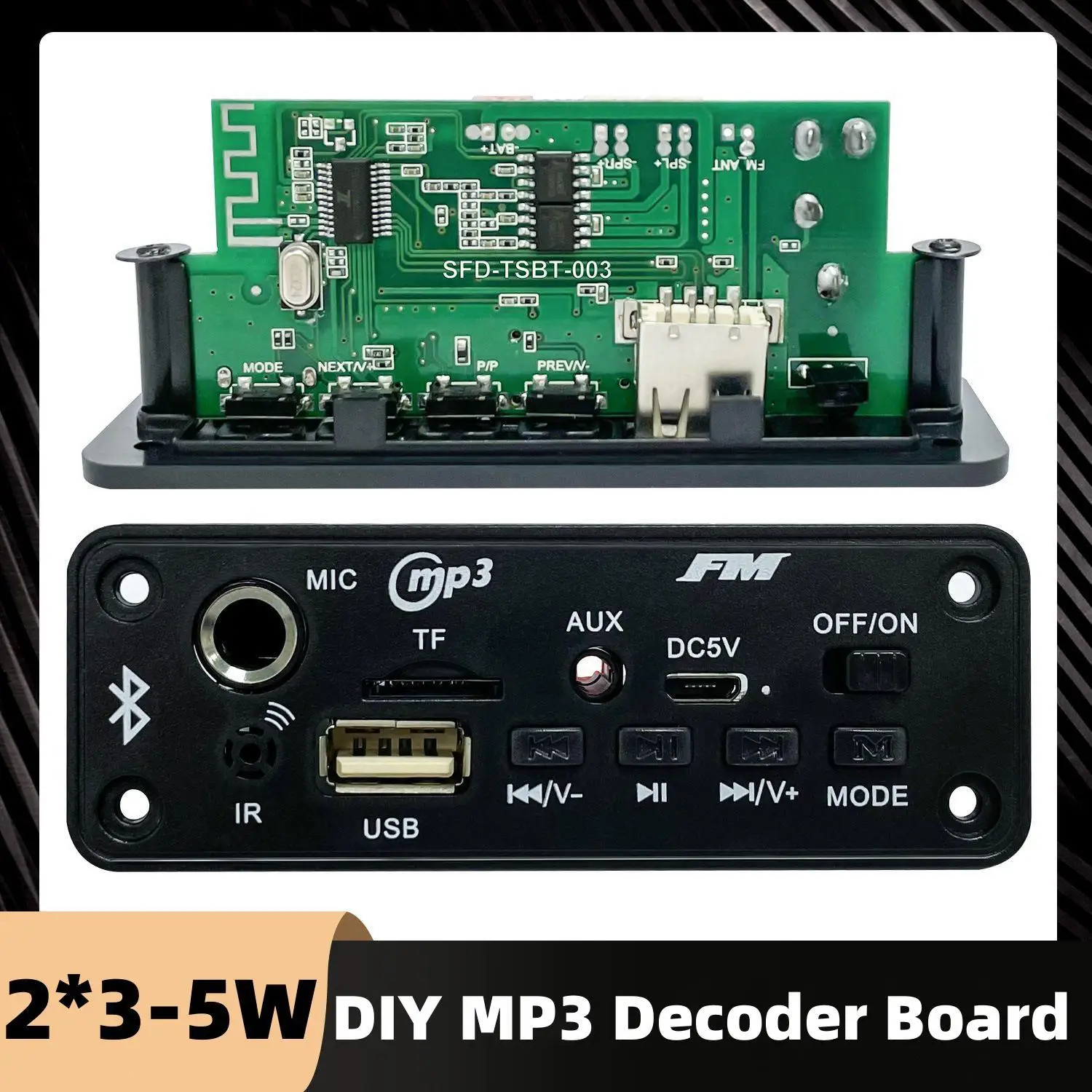 10W-6W-Bluetooth-Amplifier-MP3-Decoder-Board-Microphone-Car-Mp3-Player ...