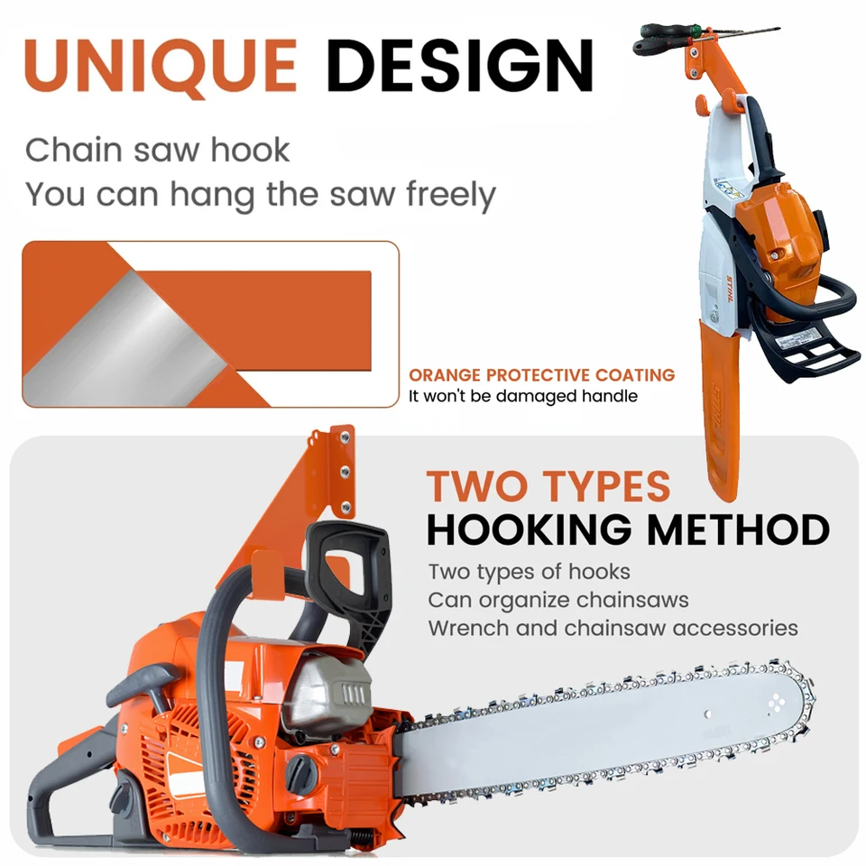 Shed Tool Hooks 3-Pack Heavy Duty Chainsaw Holders – Wall Mount Hooks ...