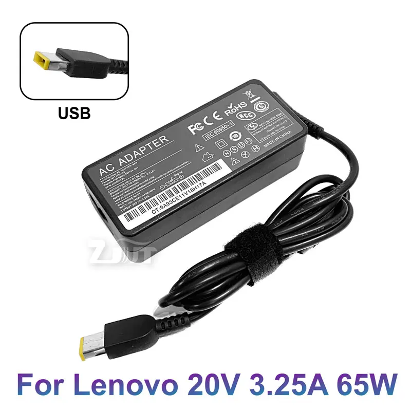 20V 3.25A 65W USB AC Power Adapter Laptop Charger For Lenovo Thinkpad ...