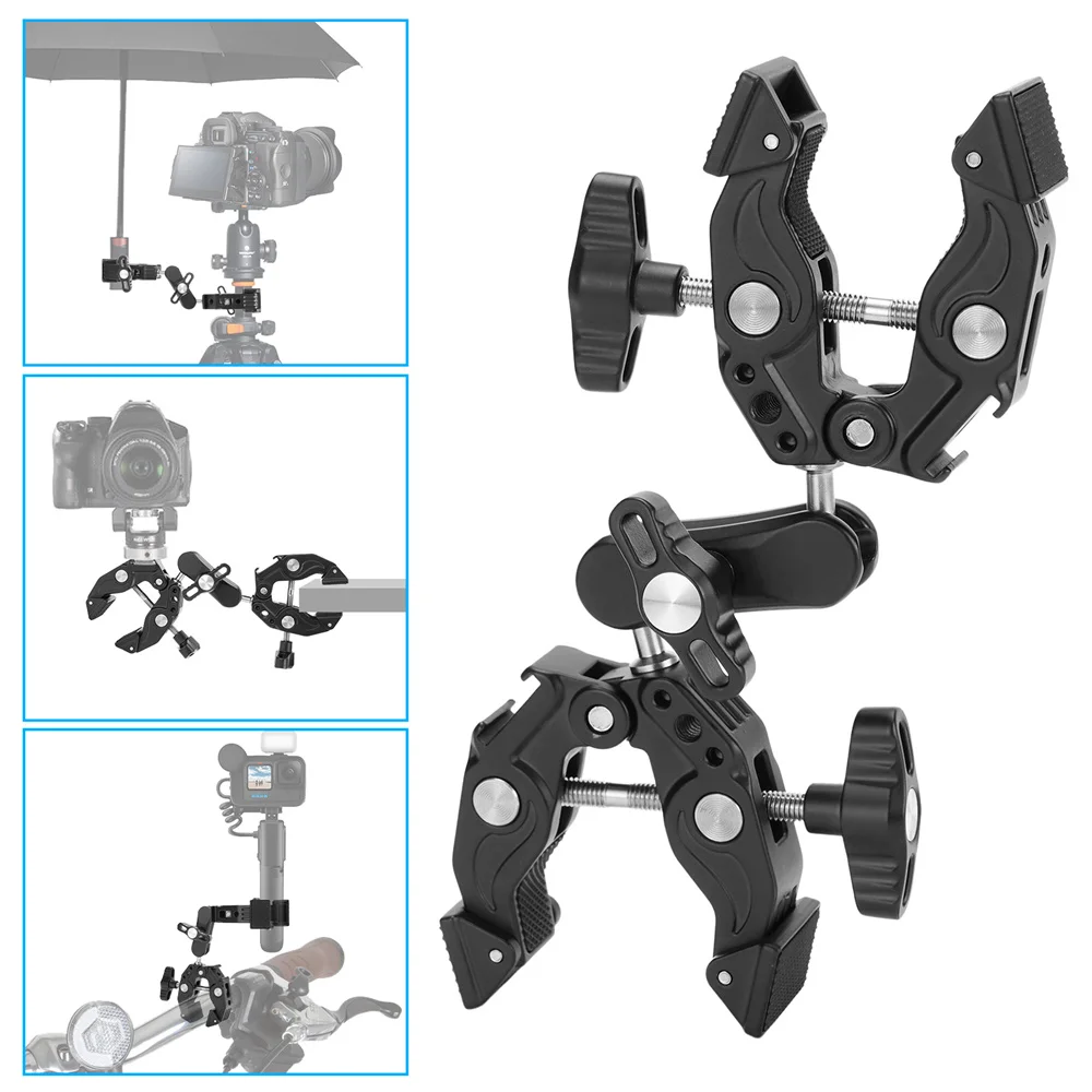 2024-Upgrade-Aluminum-Super-Clamp-with-Cold-Shoe-360-Dual-Head-Double ...