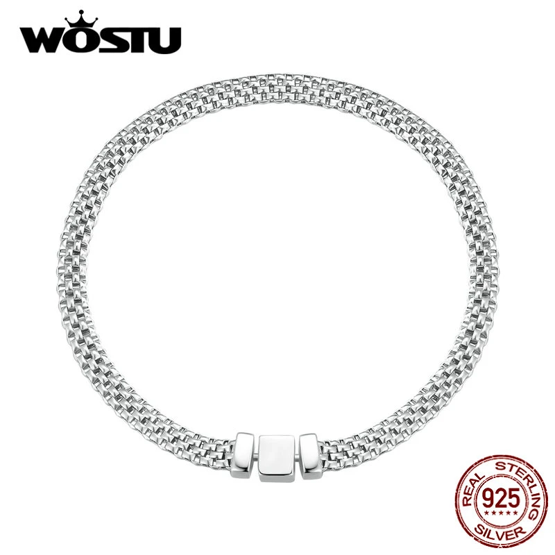 Wostu Original 925 Sterling Silver Classic Knitted Bracelet Bangle For Women Luxury Anniversary ...