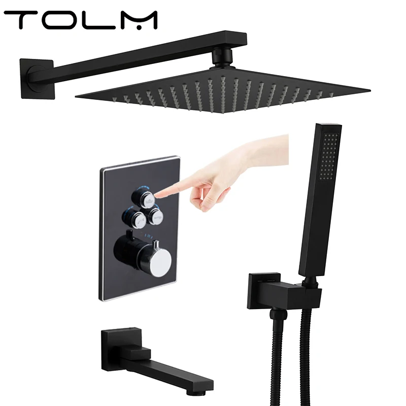 WALL-Black-Constant-Temperature-Rainfall-Shower-Hand-held-Sprinkler ...