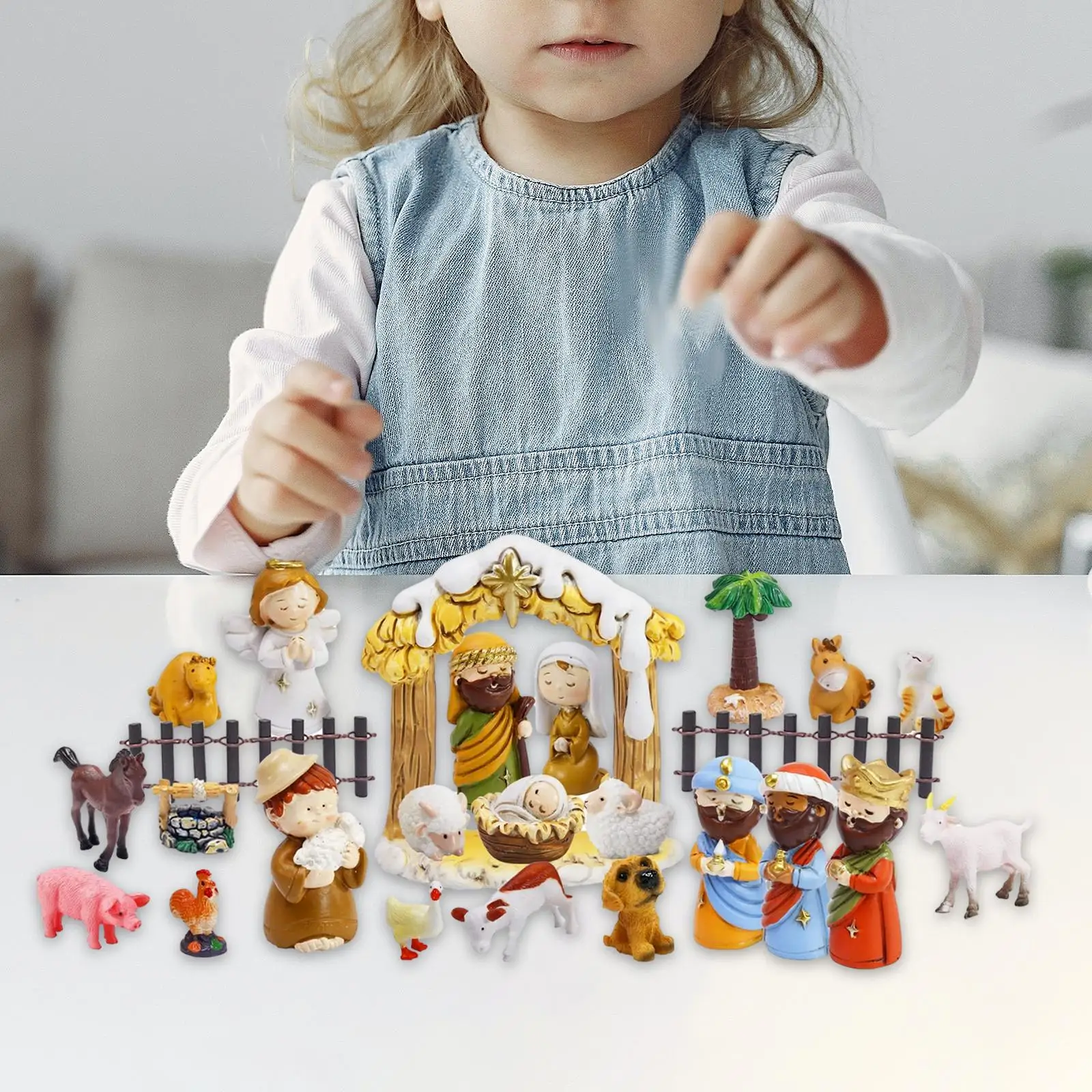 24 Pcs Christmas Nativity Scene Advent Calendar Set Hand Painted Indoor ...