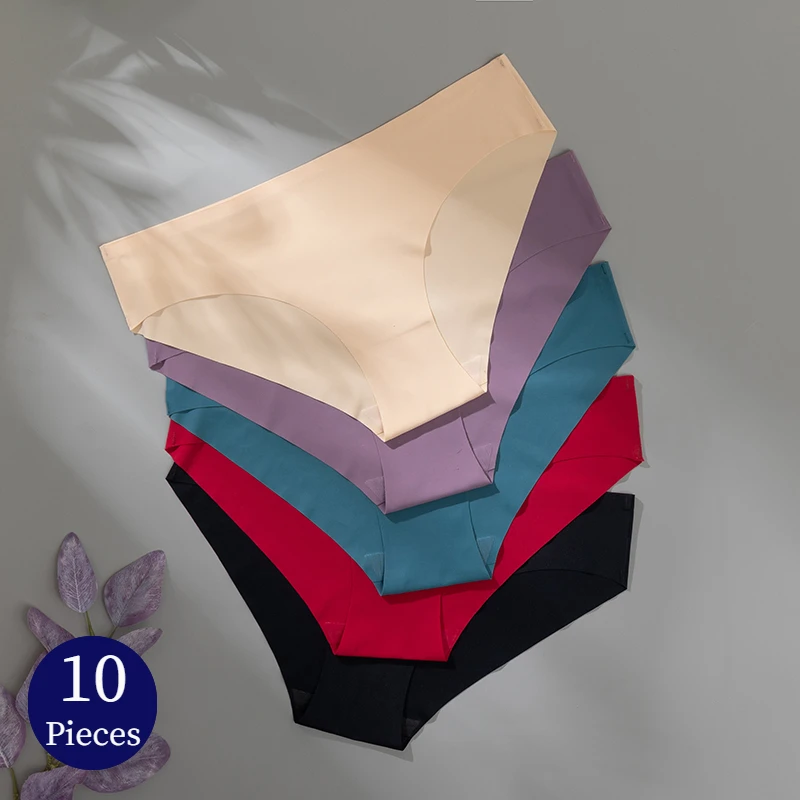 BZEL 10PCS/Set Seamless Women's Panties Silk Satin Underwear Health ...