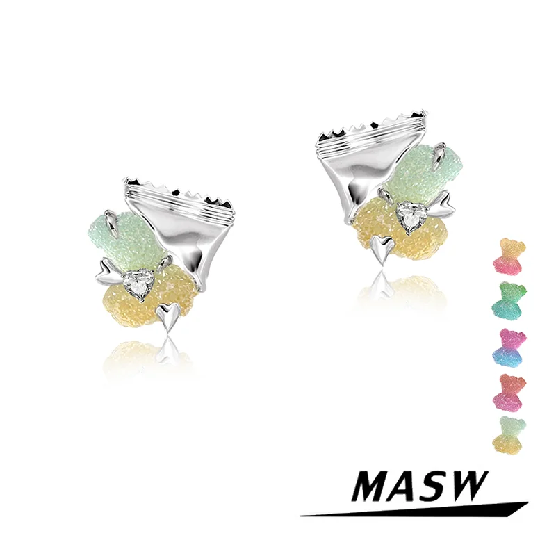 MASW Original Design Sweet Temperament Colorful Candy Shape Stud ...