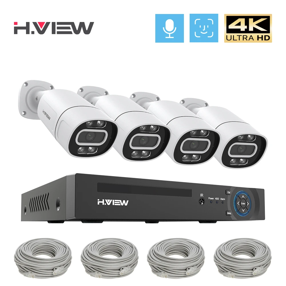 H.view 8ch 5mp 8mp 4k Cctv Security Cameras System Home Video ...