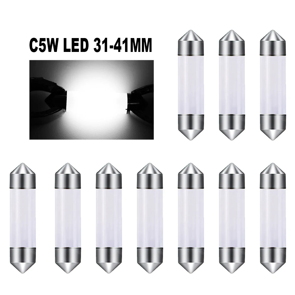 4-10-PCS-C5W-Festoon-31mm-36mm-39mm-41mm-LED-Bulbs-COB-12V-6000K-White ...