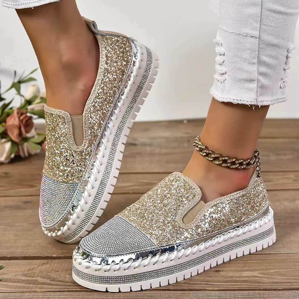 Baskets-Plates-Paillettes-pour-Femme-Chaussures-de-Styliste-de-Luxe-D ...