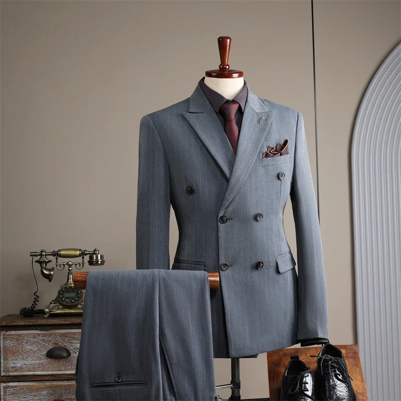Classic-Men-Suit-Sets-Wedding-Banquet-Groomsman-Slim-Fit-Blazer-Pants ...