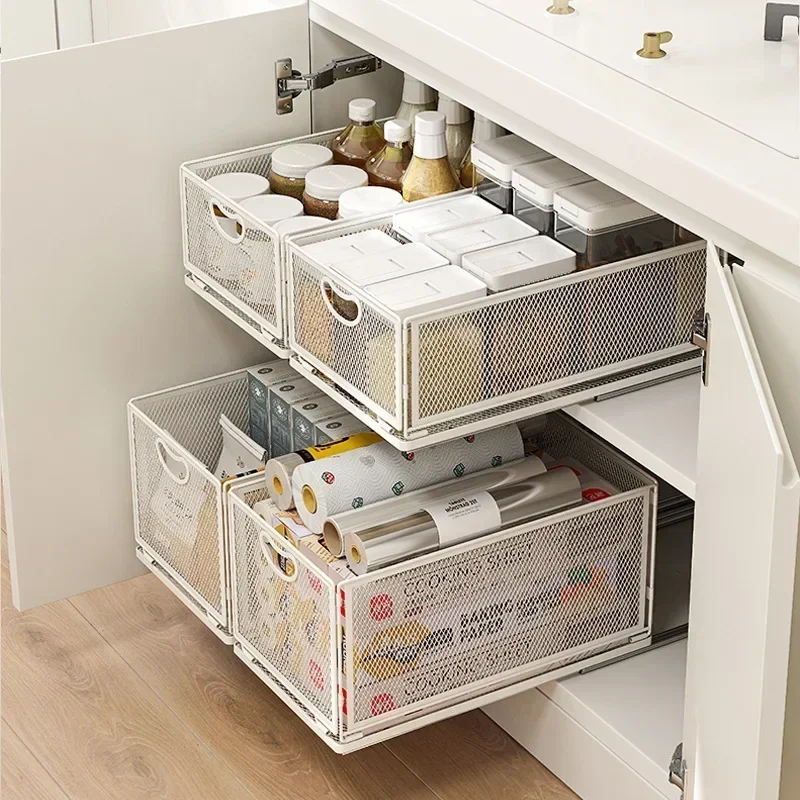 Kitchen-Cabinet-Drawer-Rack-Pullable-Slide-Out-Shelves-Cabinet ...
