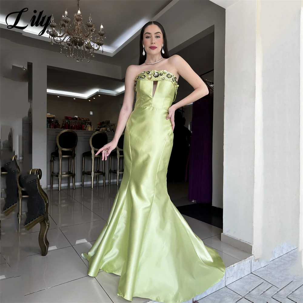 Lily Mint Green Strapless Evening Dress Stain Mermaid Prom Dresses ...