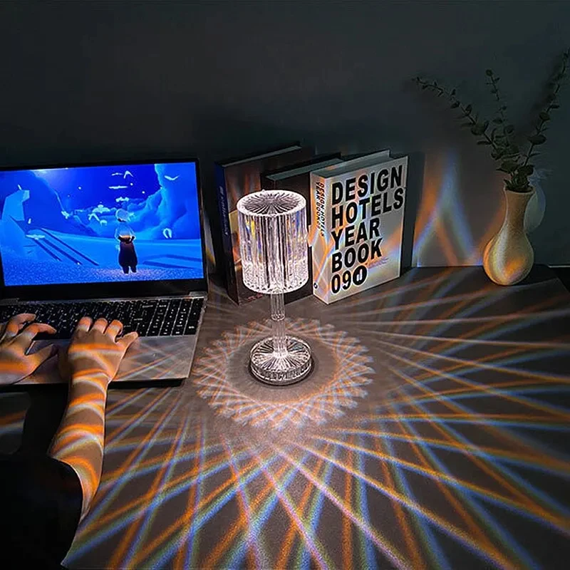 Diamond-Crystal-LED-Table-Lamp-Projection-Decoration-Night-Light-Desk ...