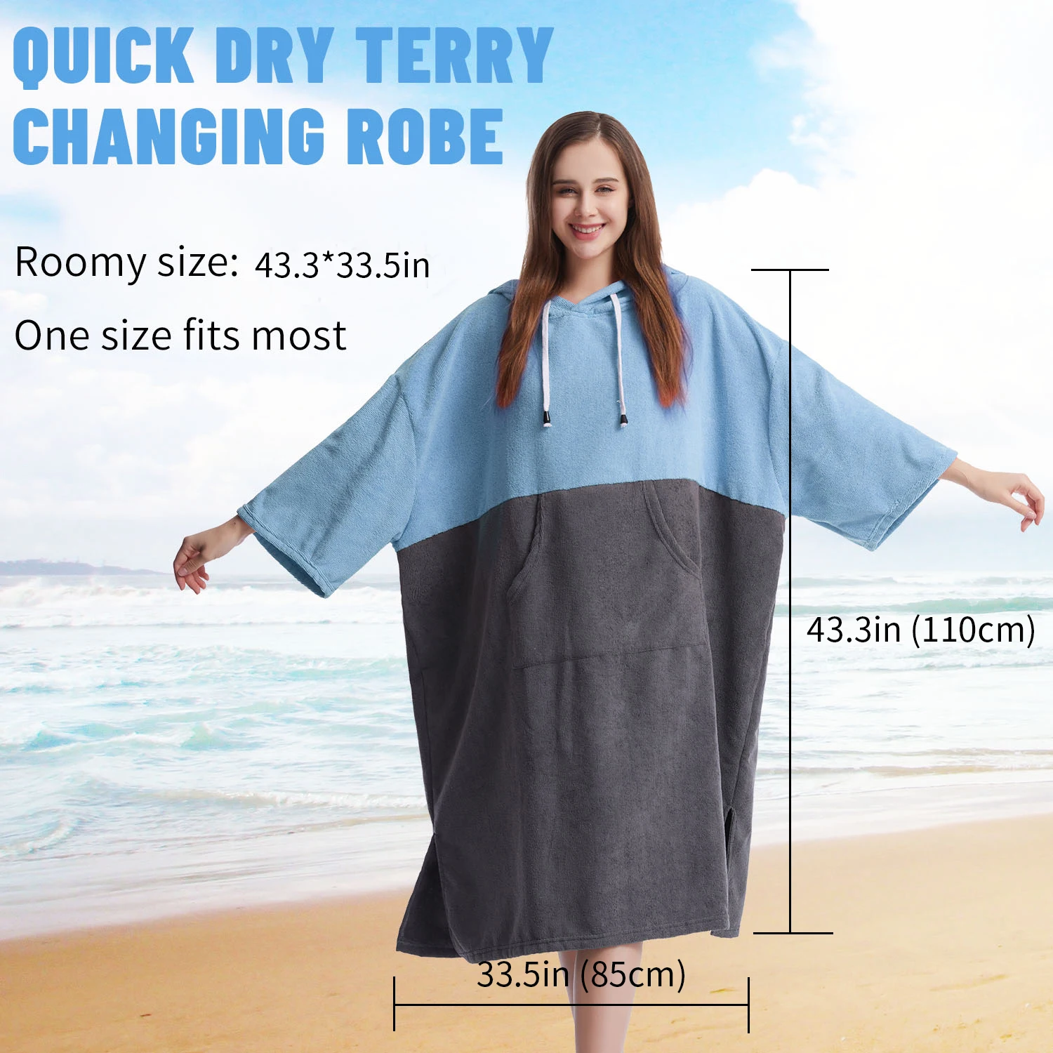 Mutao Changing Robe With Hood, Quick Dry Middle Length Sleeve Changing ...