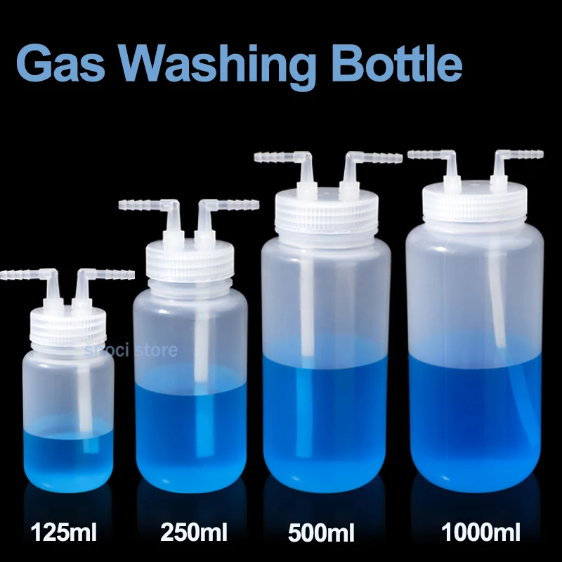 125ml/250ml/500ml/1000ml Wash Bottle, Polyethylene PP transparent plastic gas washing cylinder ...