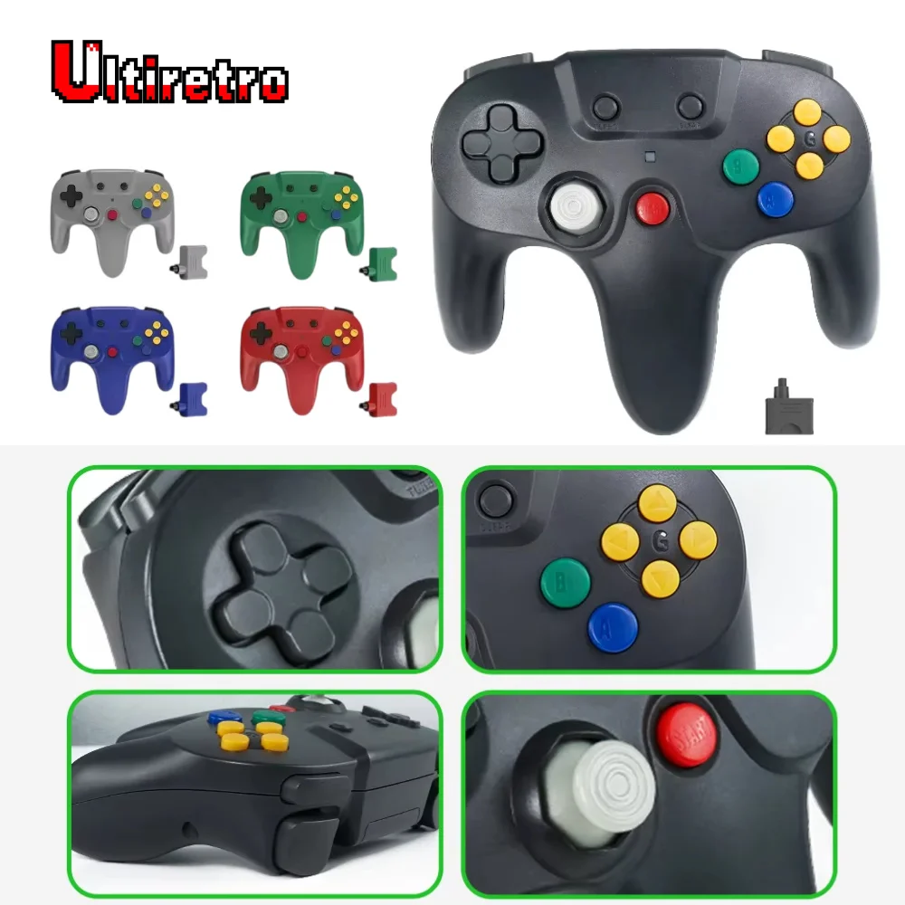 Wireless N64 Controller with 2.4GHz Connection - Turbo Mode, Built-in ...