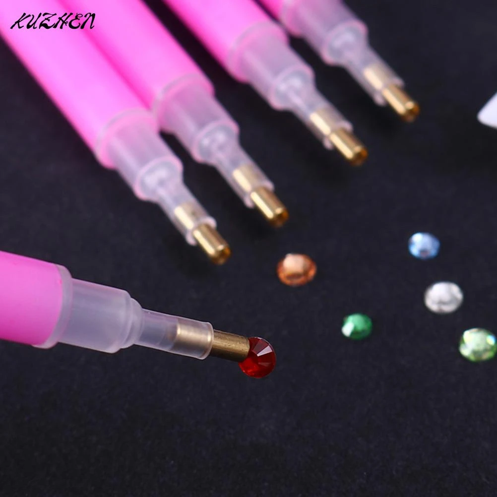 5pcs Dual-ended Nail Rhinestone Bead Picker Pink Gem Strass Picker ...