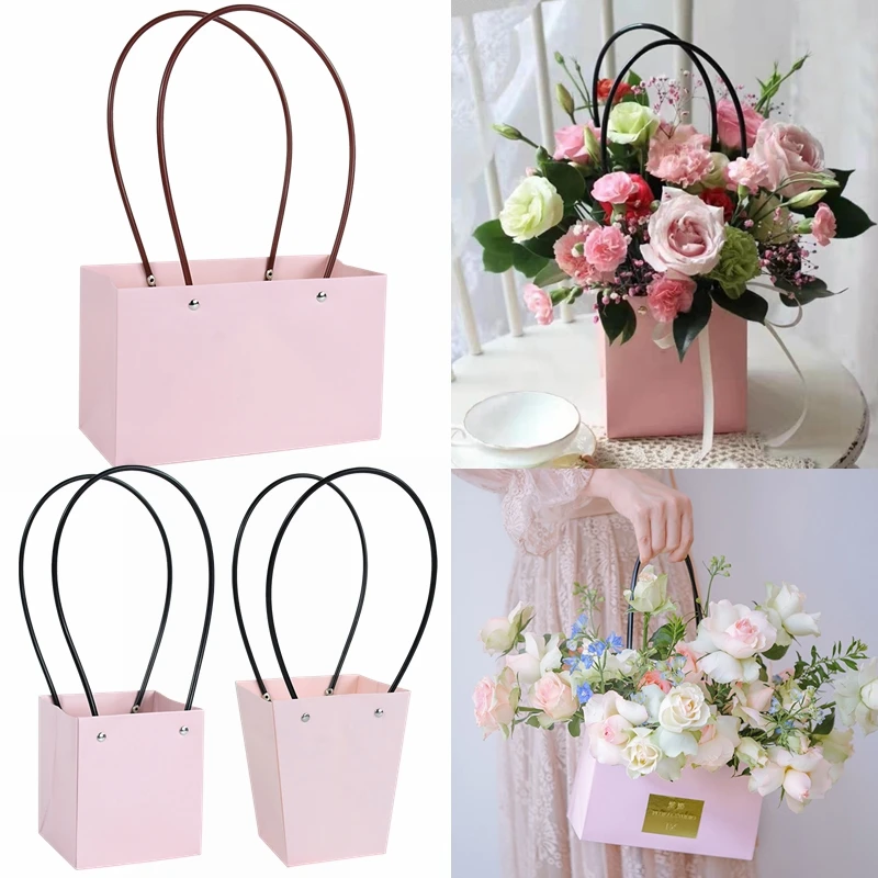 1Pc Portable Flower Box Paper Handy Gift Bag With Handhold Wedding Rose ...