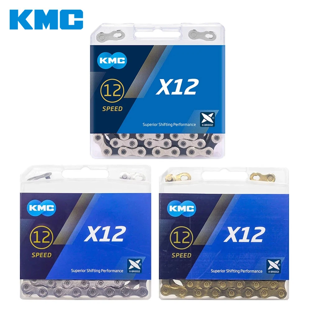 KMC-X12-12-Speed-MTB-Bike-Chain-Silver-Black-Gold-Bicycle-Chain-126 ...