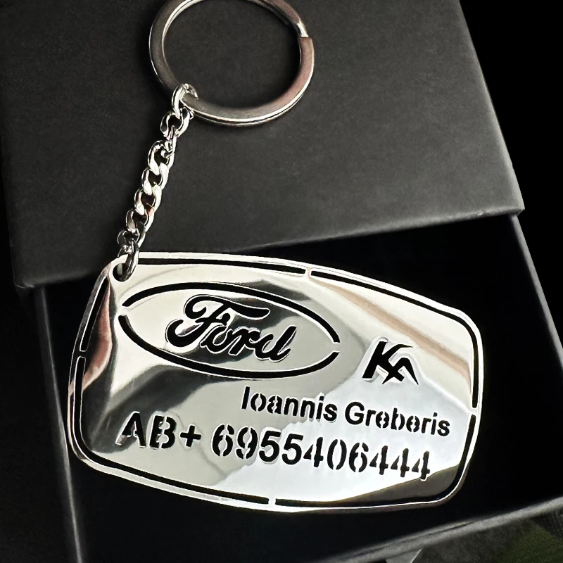 Customized Name Keychain For Car Logo Plate Phone Number Personalized ...
