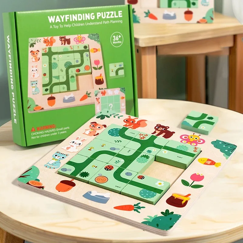 1-Set-Wayfinding-Puzzles-Wooden-Blocks-Kids-Montessori-Educational-Toys ...