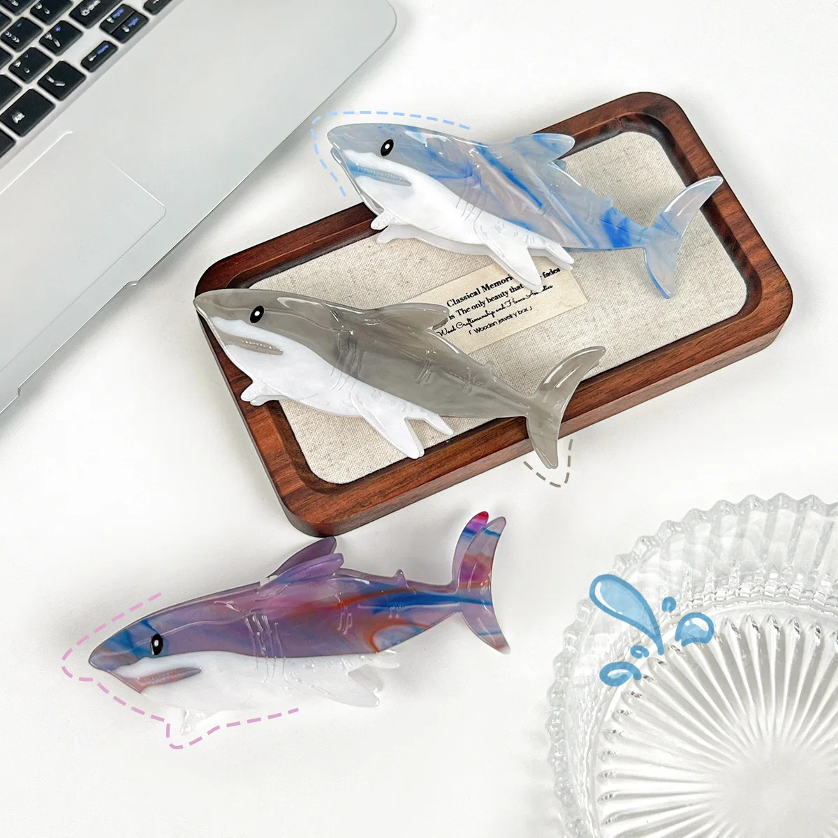 2024-New-Summer-Sea-Shark-Clips-For-Girls-Vivid-Shark-Large-Acetate ...