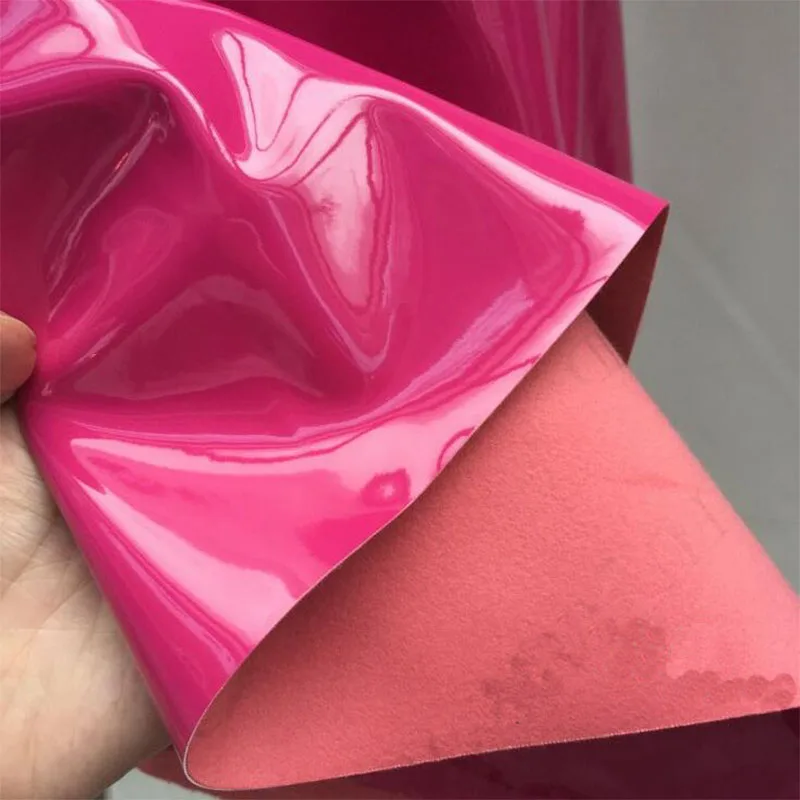 Good-Rose-Shiny-Mirror-PU-Leather-Fabric-Micro-Stretch-Stiff-Designer ...