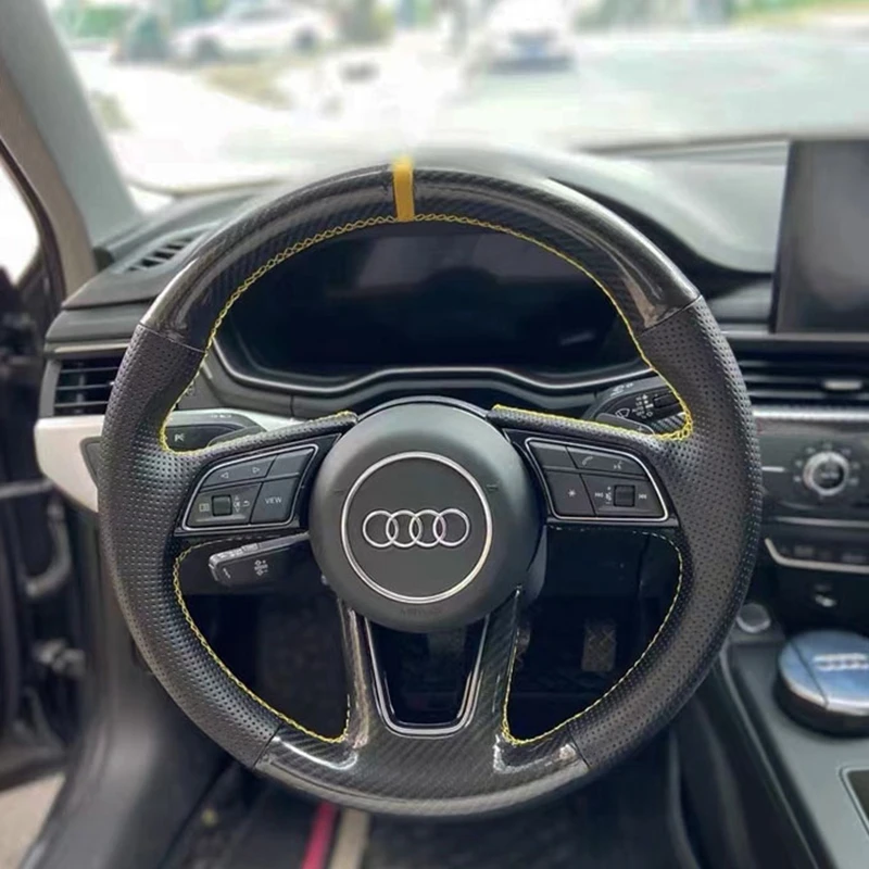 Car Steering Wheel Cover Carbon Fiber For Audi A1 (8X) Sportback A3 (8V) A4 (B9) Avant A5 (F5 ...