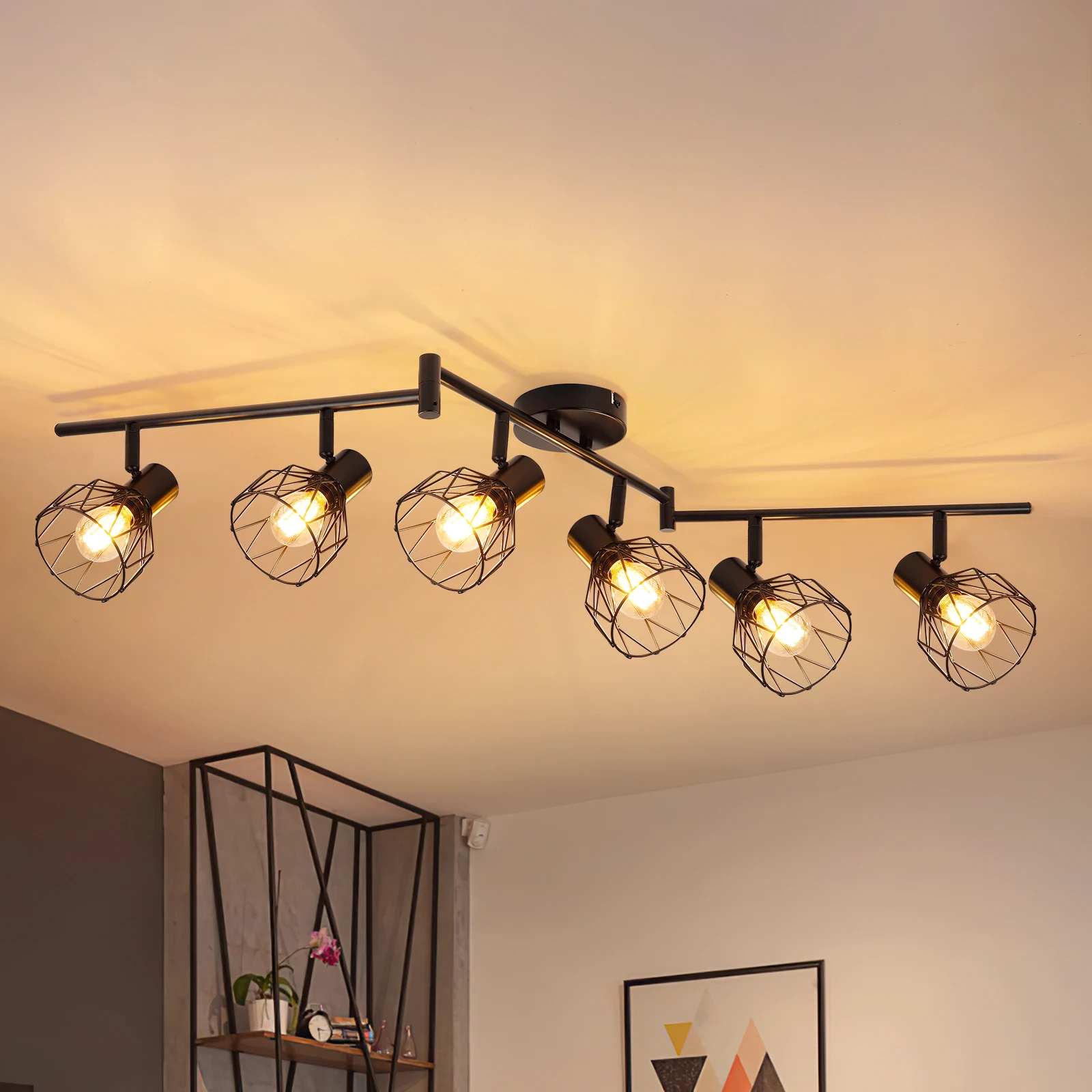 6-Way-LED-Ceiling-Light-Rotatable-Black-White-Lights-Ceiling-Spot-Light ...