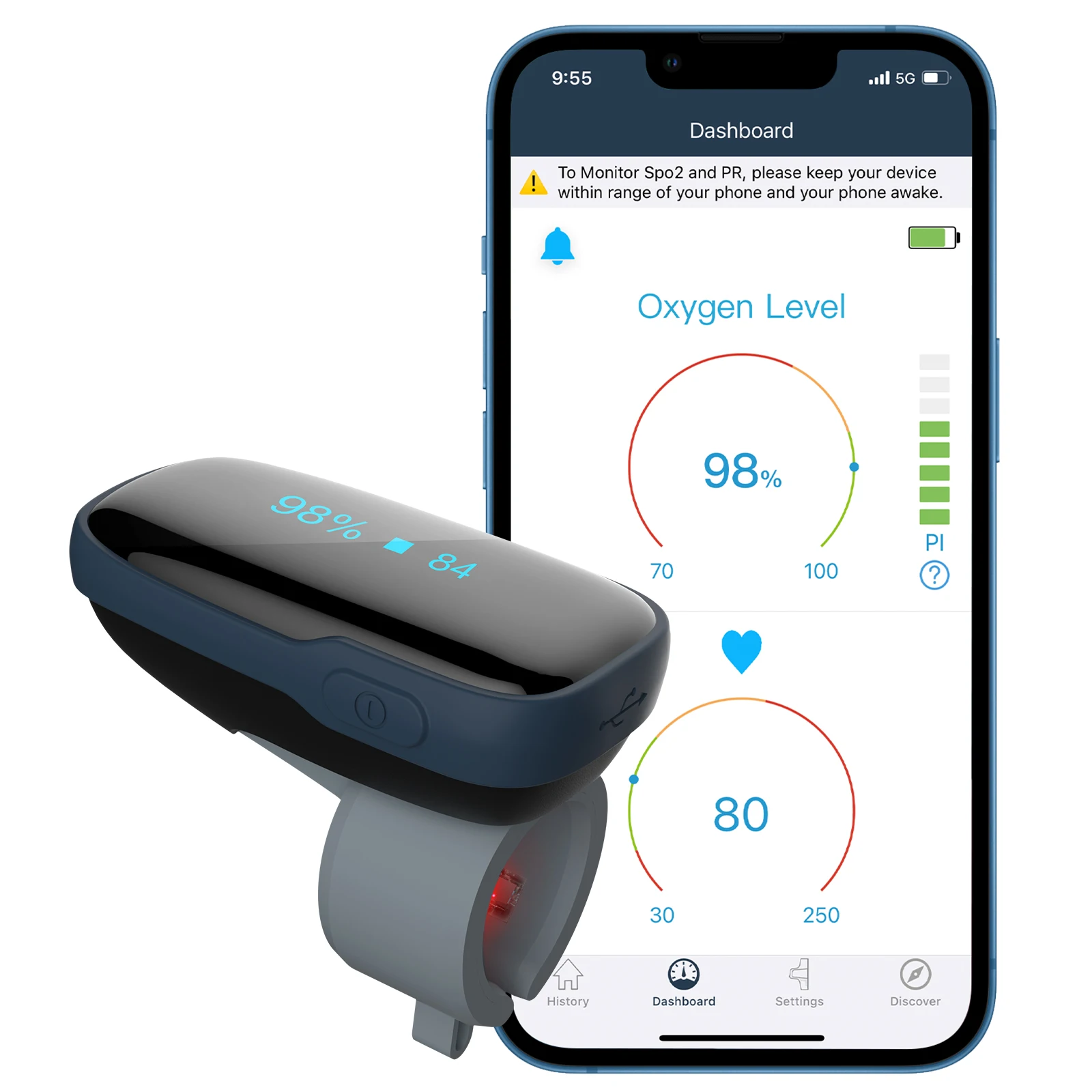 Viatom Oxylink Wireless Sleep Monitor Spo2 Blood Oxygen Saturation ...