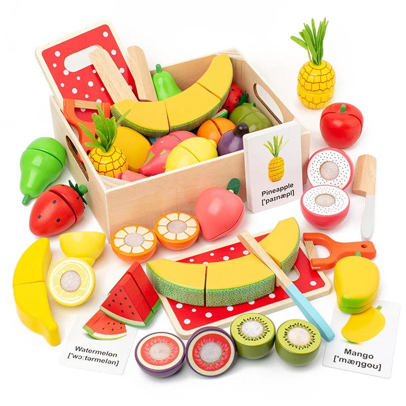 19-Pcs-Wooden-Play-Food-Cutting-Set-Toddler-Pretend-Play-Kitchen-Fruits ...