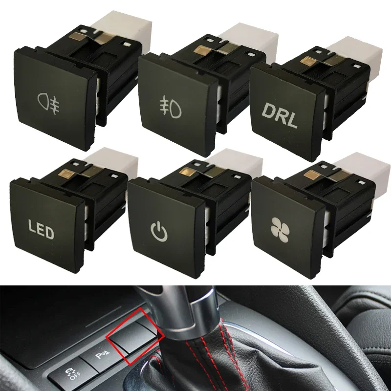 Car-Front-Rear-Fog-Light-Power-on-off-LED-DRL-Fan-Button-Switch-with ...