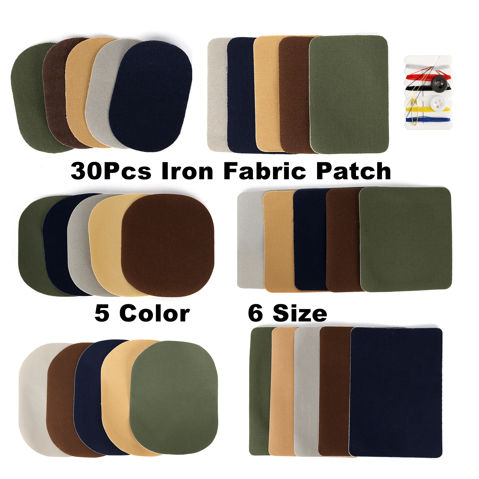 30Pcs-Lot-Iron-Fabric-Patch-With-Sewing-Kit-Multipurpose-Hot-Melt ...