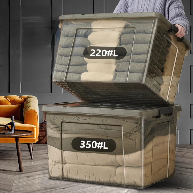 Extra-large-transparent-plastic-clothes-storage-box-Household-covered ...