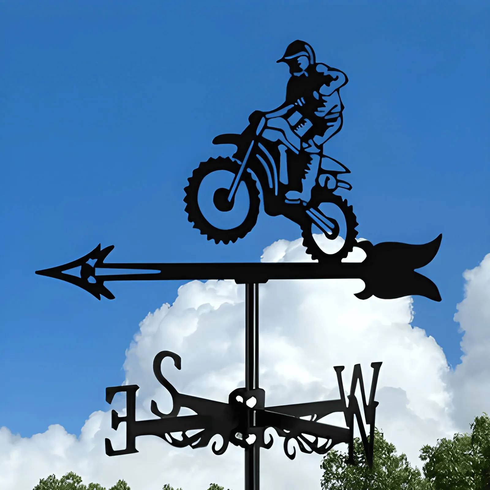 Motorcycle Weathervane Art Black Metal Wind Direction Indicator ...