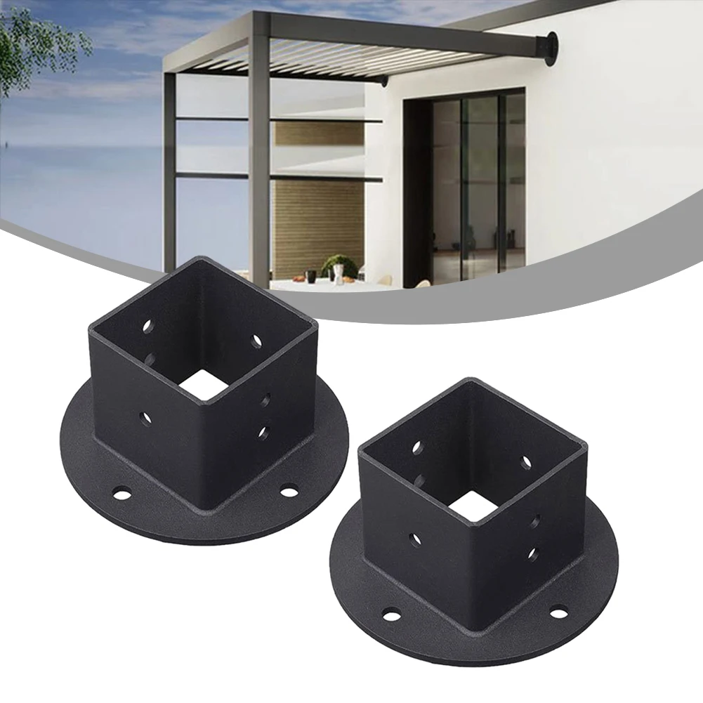 2Pcs-Square-Fence-Pole-Flange-Base-2-x2-Floor-Flange-Mounting-Bracket ...