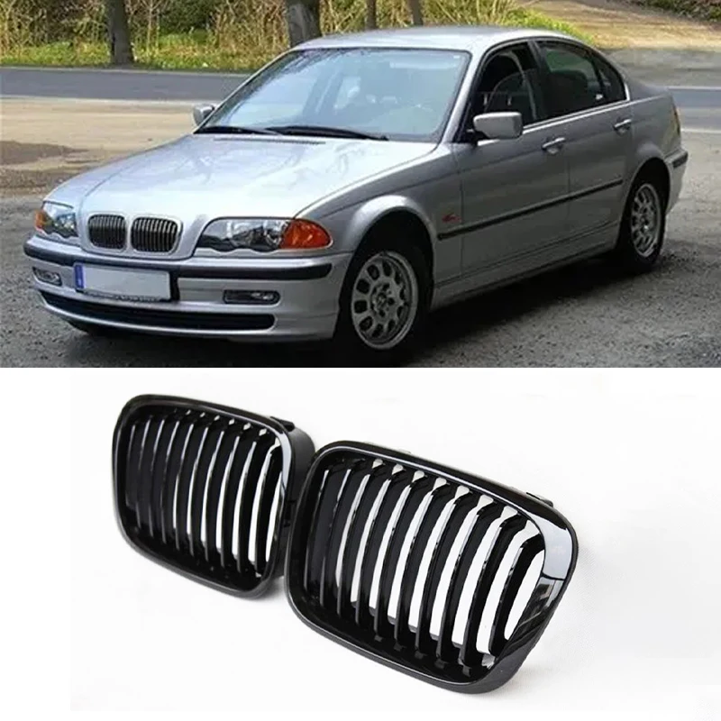 M-Gloss-Black-Car-Front-Bumper-Kidney-Grilles-Racing-Grill-For-BMW-E46 ...