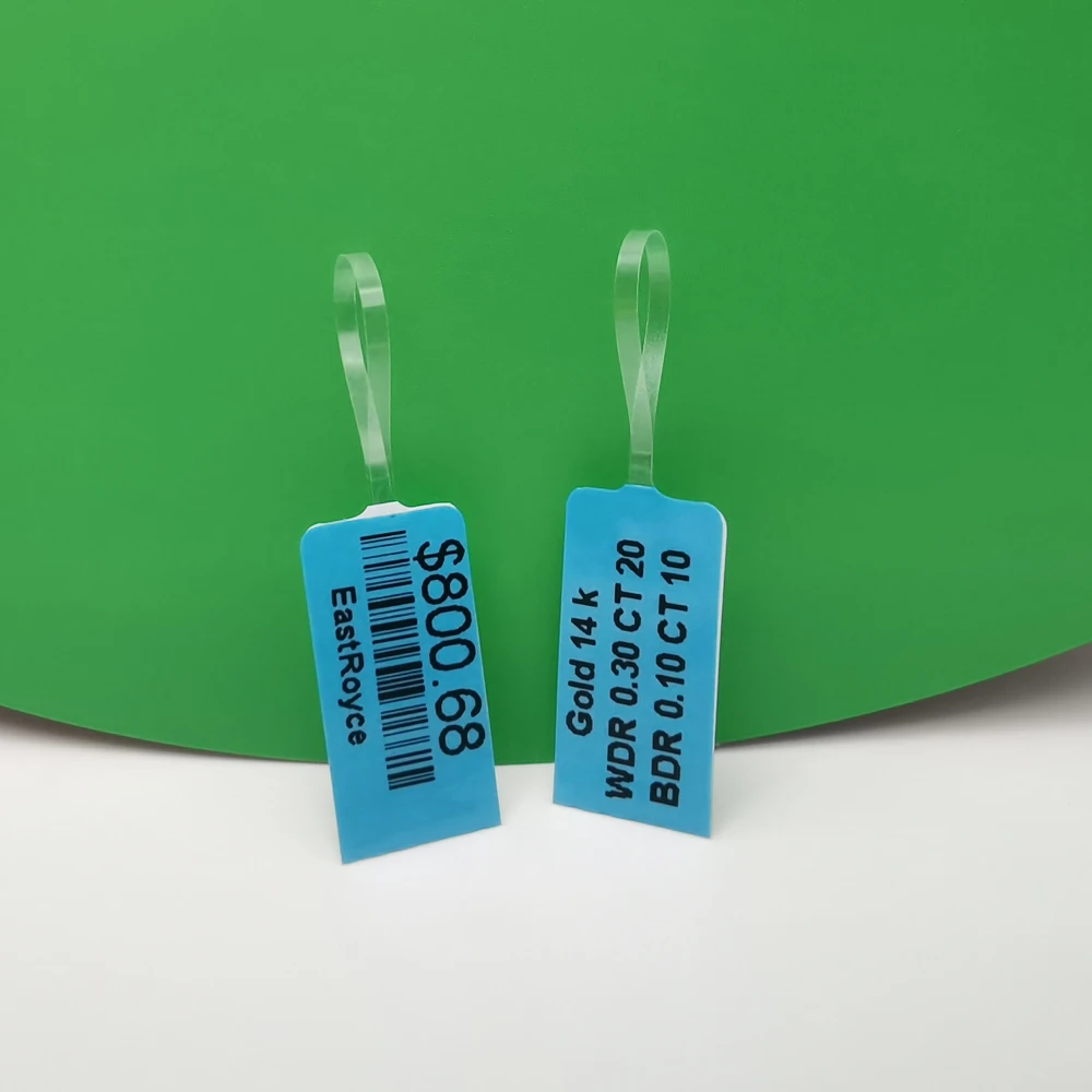 Jewelry label 3.5"x 0.437" Blue+Transparent rat tail Blank jewelry ...