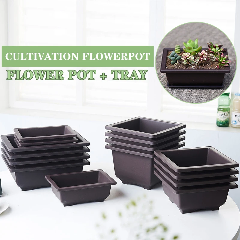 1Pc-Imitation-Purple-Sand-Plant-Flower-Pot-Tray-Plastic-Square ...