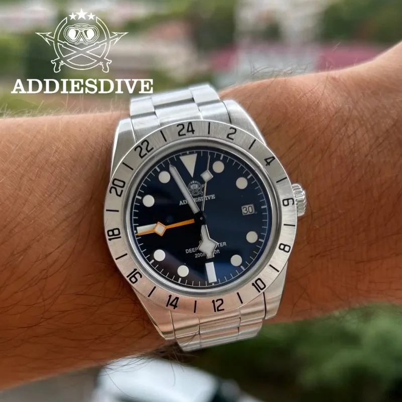 ADDIESDIVE AD2035 남성용 시계 스위스 Ronda 515-24H BGW9 Luminous 20Bar 방수 버블 미러 ...
