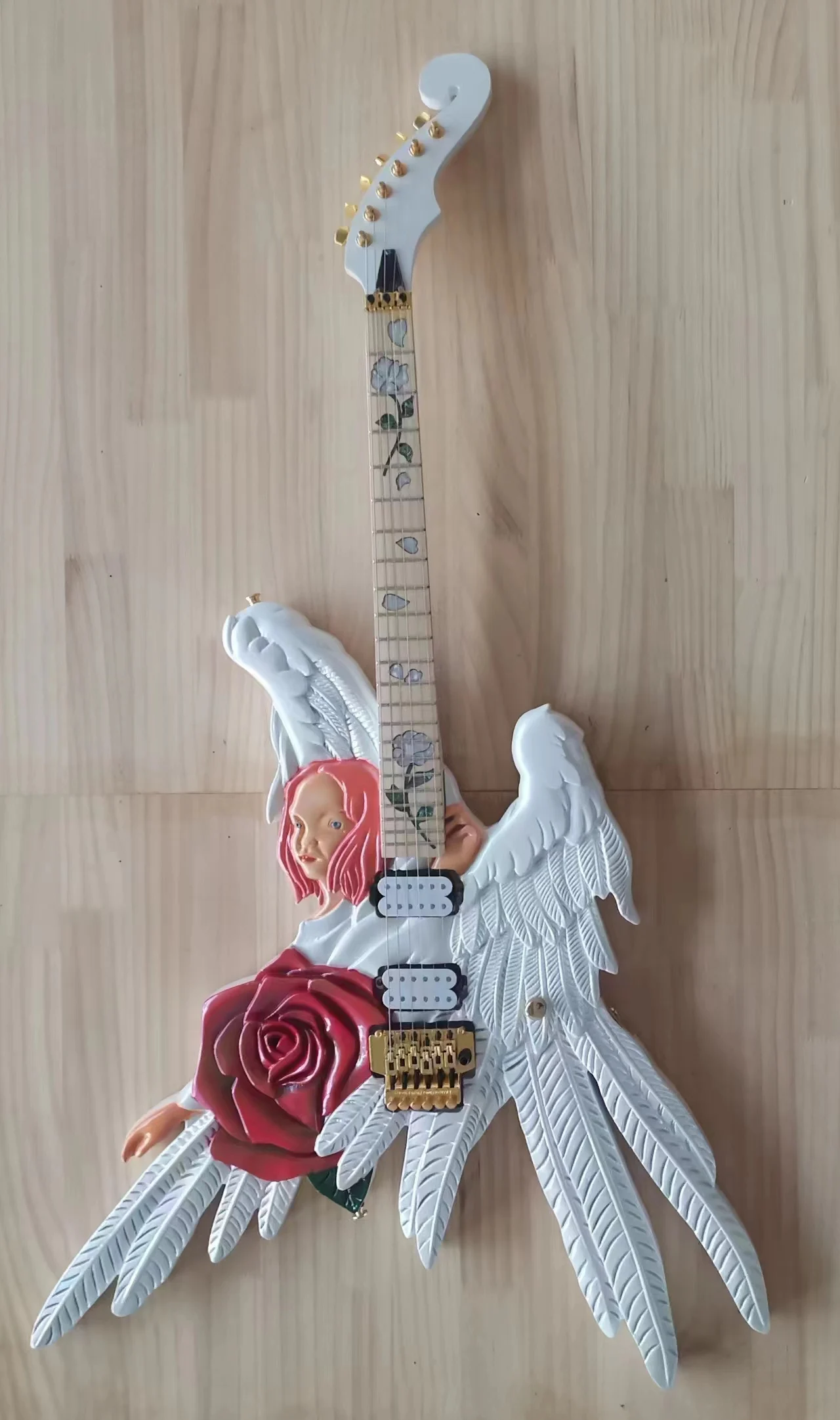 Hand-Made-Angel-Rose-Inlay-Body-Abalone-Flower-inlay-Fretboard-Electric ...