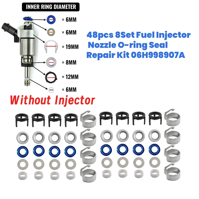 48Pcs/8Set Fuel Injector O-Ring Seal Repair Kit 06H998907A For A3 A4 A5 ...